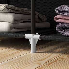 HOMCOM Látková šatní skříň s tyčí na šaty 8 úrovní 125x43x162,5cm světle šedá prostorově úsporná skládací skříň do předsíně a ložnice | Aosom.de