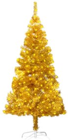 Umělý vánoční strom s LED diody a stojanem zlatý 150 cm PET,  3077432 HangarStore.cz