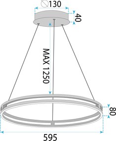 Toolight Toolight, LED závěsné svítidlo 60cm, 76W, 3000K, LHJ015-CP, zlatá, OSW-60009