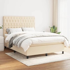 Box spring postel s matrací krémová 140x190 cm textil 3142014