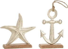Set 2ks stříbrná raw dekorace hvězdice a kotva Sea Decor - 20*5*19 cm