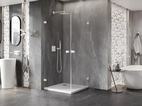 Mexen Lunar-B Duo, výklopný sprchový kout 100 x 100 cm, 8mm čiré sklo, bílý profil, 832-100L-100P-20-00