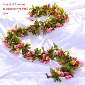 Umělá květina - pnoucí růže (220 cm, 42 poupat) Barva: růžová 17