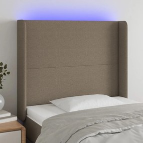 Čelo postele s LED taupe 83 x 16 x 118/128 cm textil
