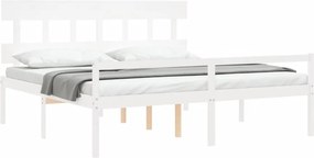 Postel s čelem pro seniory bílý 200x200 cm masivní dřevo 3195437