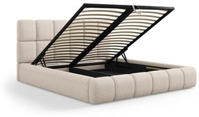 Světle hnědá čalouněná dvoulůžková postel s úložným prostorem s roštem 200x200 cm Bellis – Micadoni Home