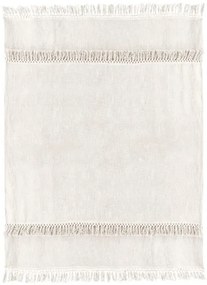 UniqueLiving Lehký přehoz s třásněmi Saba bílý-130x180cm