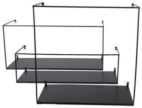 Set 3ks černá antik nástěnná polička - 55*20*25 / 50*16*15 / 40*18*40 cm