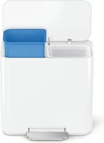 Simplehuman DUAL MINI bílá ocel / Pedálový odpadkový koš na tříděný od
