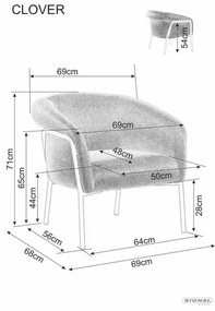 Designové křeslo Clover šedé