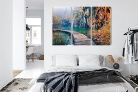 Vícedílný obraz Národní Park Plitvická Jezera Nedostatek Nedostatek Přírodní plátno 180x120
