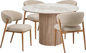 House Nordic Jídelní set ATHENS AND CAVI přírodní / bílá 120×120 cm 7778025-S