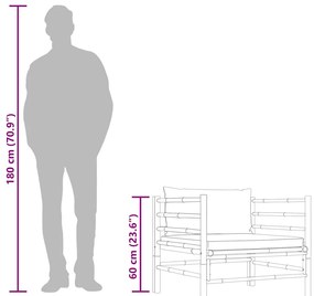 vidaXL Marketos Zahradní pohovka s tmavě šedými poduškami bambus