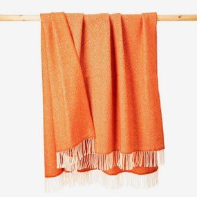 Deka Merino vlna / kašmír Orange Bronze Herringbone 180 x 136 cm John Hanly