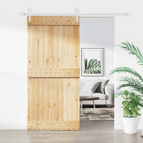 Posuvné dveře s kováním 95 x 210 cm masivní borové dřevo,  3203258