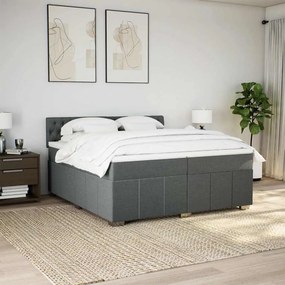 Box spring postel s matrací tmavě šedá 200x200 cm textil 3287183