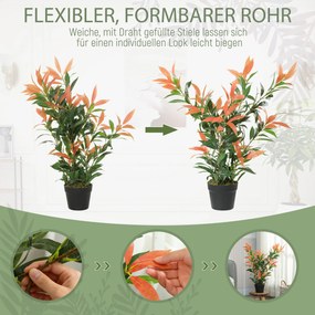 HOMCOM umělá photinia 90 cm, 300 realistických listů, tvarovatelné větve — dekorativní rostlina do interiéru