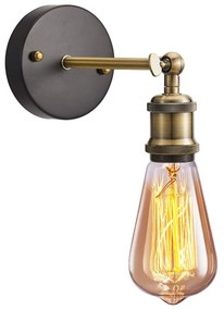 Toolight - nástěnná kovová lampa E27 60W Loft APP618-1W, retro zlatá-černá, OSW-03797
