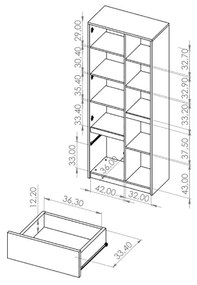DENVER mc | regál R2D1SZ | 80 CM | dub monastery / černá lesk