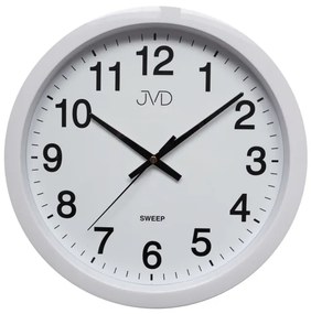 Bílé plastové nástěnné netikající tiché hodiny JVD sweep HP611.1