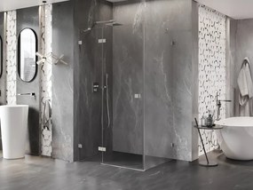 Mexen Lunar, výklopný sprchový kout levý 100 x 80 cm, 8mm čiré sklo, ocelový profil, 834-100-080-97-00-L