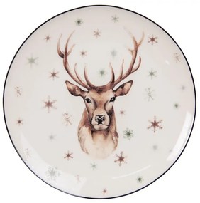 Dezertní porcelánový zimní talířek s jelenem Reindeer – 21x2 cm