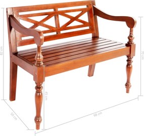 Lavice Batavia 98 cm masivní mahagon tmavě hnědá 246968