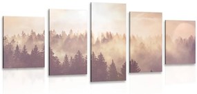 5-dílný obraz mlha nad lesem Varianta: 200x100