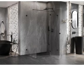 Mexen Lunar T pravý výklopný sprchový kout 140 x 120 cm, čiré sklo, černá matná, 834T-140-120-70-00-P