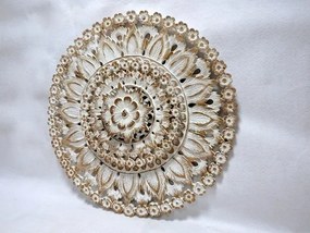 Závěsná dekorace MANDALA 3D, béžová, 90 cm, teakové dřevo