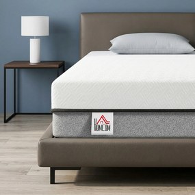 HOMCOM Matrace 140x200 cm H3 středně tvrdá, výška 20 cm, ergonomická, prodyšná z gelové paměťové pěny, Öko-Tex & CertiPUR