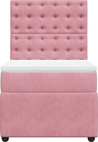 Box spring postel s matrací růžová 90x190 cm samet 3292231