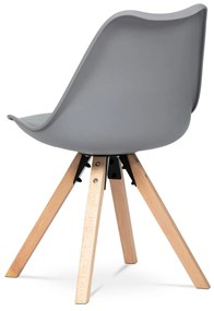 Jídelní židle CT-761 GREY plast a ekokůže šedá, masiv přírodní buk