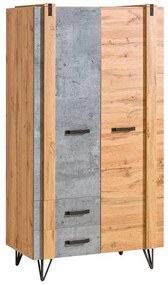 Lofter - šatní skříň LO1 - dub wotan/beton millenium