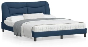 vidaXL Rám postele s LED osvětlením modrý 160 x 200 cm textil