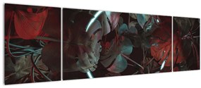 Obraz - Neonový kruh mezi palmami (170x50 cm)