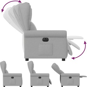 Elektrické polohovací křeslo obláčkově šedé textil 3303363