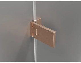 Mexen Lunar-F L, sklápěcí sprchový kout pravý 80 x 80 cm, 8mm čiré sklo, profil měděná matná, 836L-080-080-65-00-P