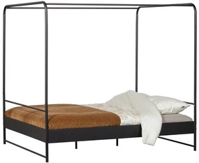 Hoorns Černá kovová dvoulůžková postel Alma 160 x 200 cm