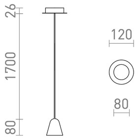 Rendl R13940 závěsné LED svítidlo STIG, černá, 230V, 6.8W, 34°, 3000K, ø12cm