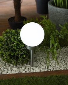 JU Solární lampa – plastová koule 10 cm, 
1 bílá LED