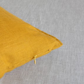 TULULUM Lněný povlak na polštář - hořčicově žlutý Rozměr polštáře: 50 x 50 cm