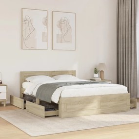 Rám postele s čelem dub sonoma 135 x 190 cm kompozitní dřevo 3295599
