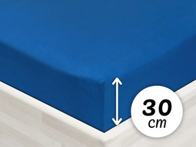 Jersey napínací prostěradlo na vysokou matraci JR-016 Modré 160 x 200 - výška 30 cm