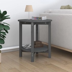 Konferenční stolek šedý Ø 55 x 60 cm masivní borové dřevo - Default Title