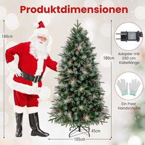 Costway 180 cm Prefabrikovaný umělý vánoční stromek Kloubový slavnostní vánoční