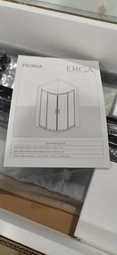 Erga Peoria, čtvrtkruhový sprchový kout s posuvnými dveřmi 100(dveře) x 100(stěna) x 190 cm, 6mm čiré sklo, chromový profil, ERG-Q02-PEORIA-D100D100-CL-CR