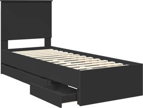 Rám postele se zásuvkou Černá 75 x 190 cm Inženýrské dřevo 3411167