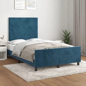 vidaXL Rám postele s čelem 120 x 200 cm samet [3125625] Barva: Tmavě moddrá