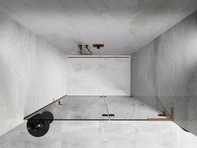 Mexen Lunar L, výklopné pravé sprchové dveře 140 cm, 8mm čiré sklo, měděný matný profil, 834L-140-000-65-00-P